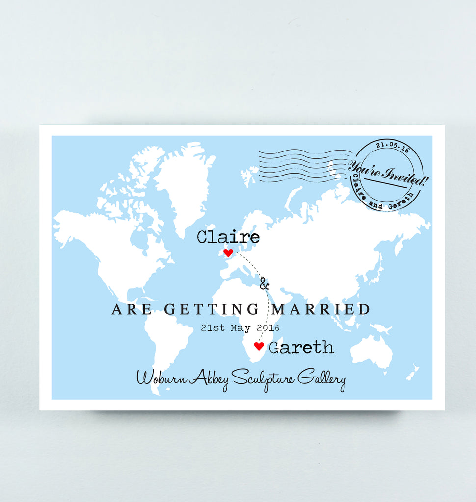 TRAVEL INSPIRED WORLD MAP WEDDING INVITATION | Paper and Inc