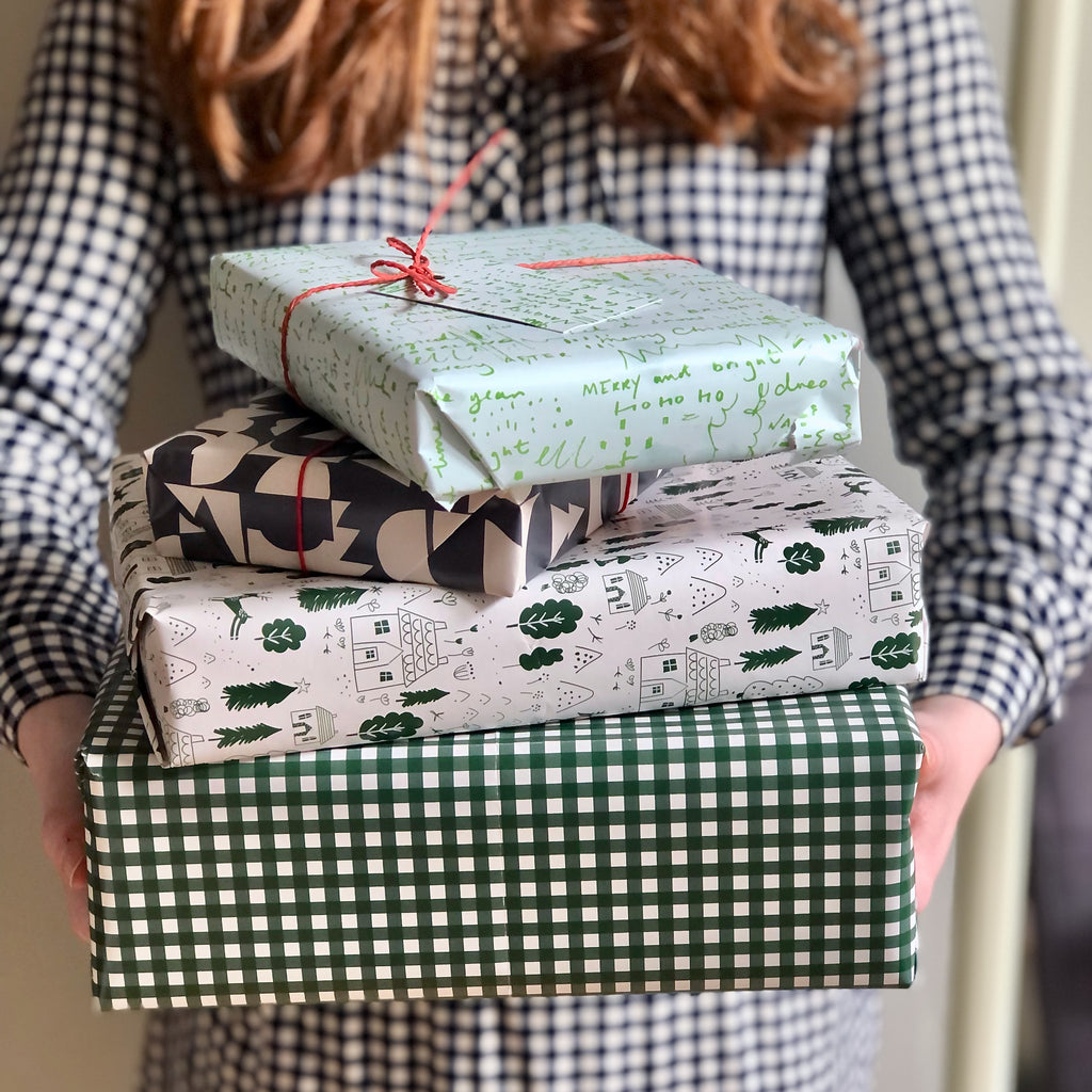 Gingham Green Wrapping Paper | Paper and Inc