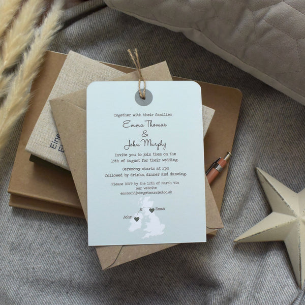 Venue Illustration Luggage Tag Wedding Invitation | Paper and Inc