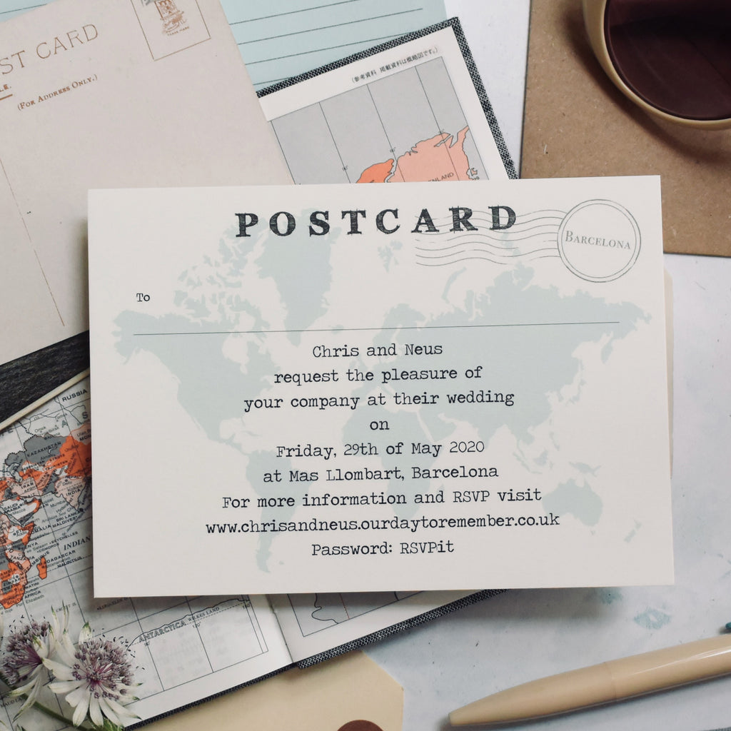 TRAVEL INSPIRED WORLD MAP WEDDING INVITATION | Paper and Inc